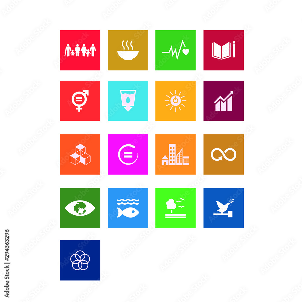 Sustainable Development Goals - the United Nations. SDG. Colorful icons ...