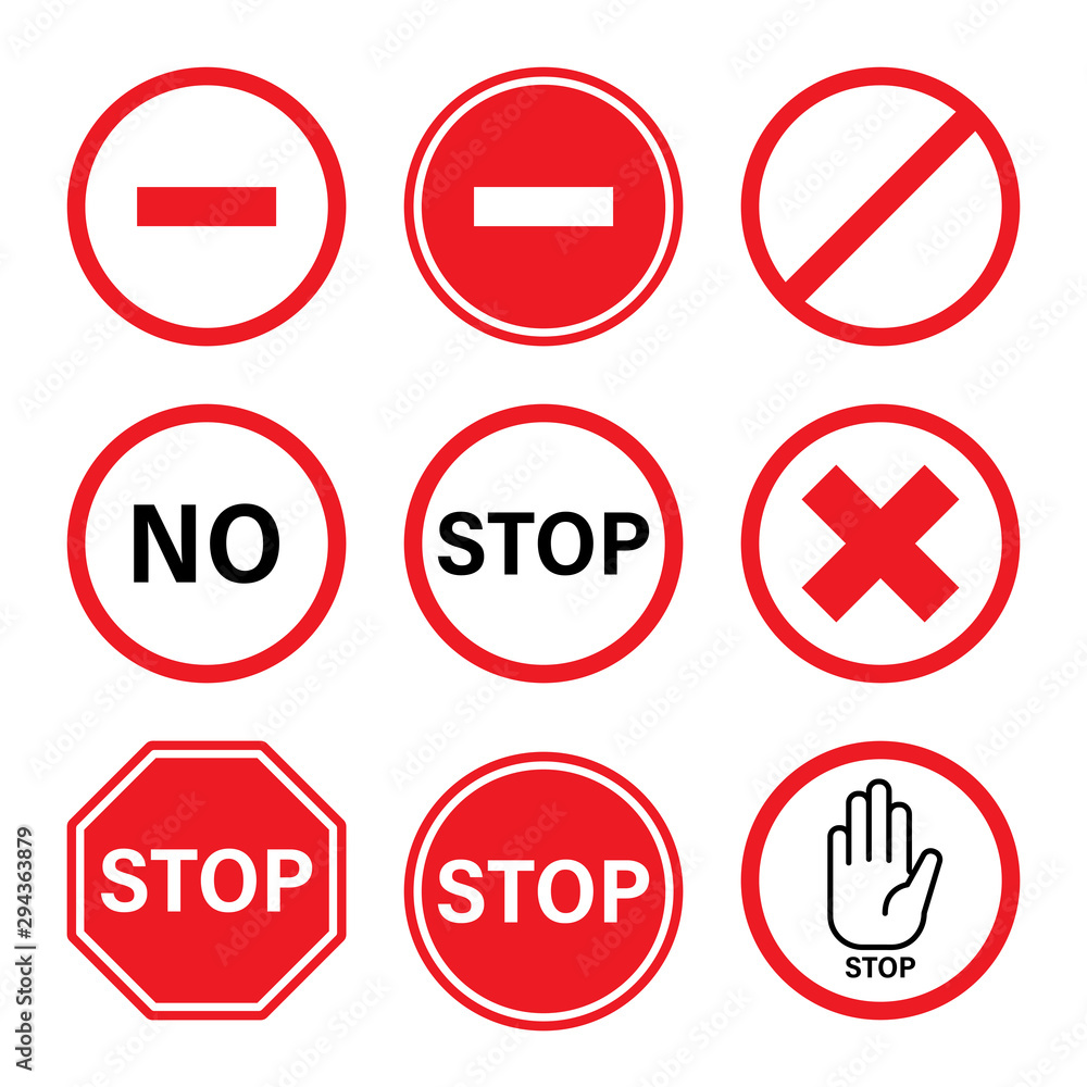Stop sign set. Prohibited,forbidden,no, symbols. Vector illustration ...