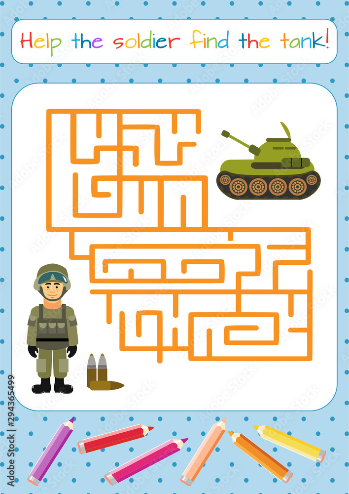 Man in military uniform. Soldier. Educational game for children ...
