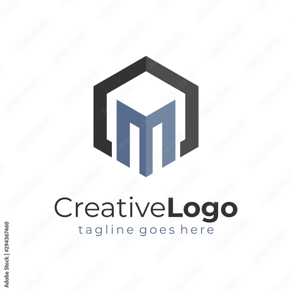Hexagonal Architecture Building Letter M Logo Design Vector ...
