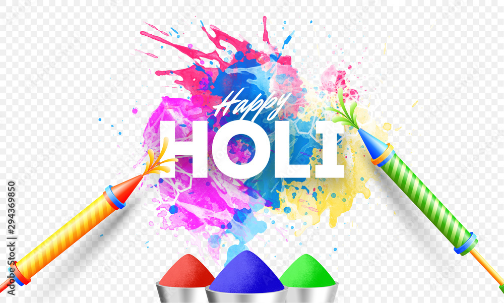 Holi festival celebration poster or banner design with illustration of ...