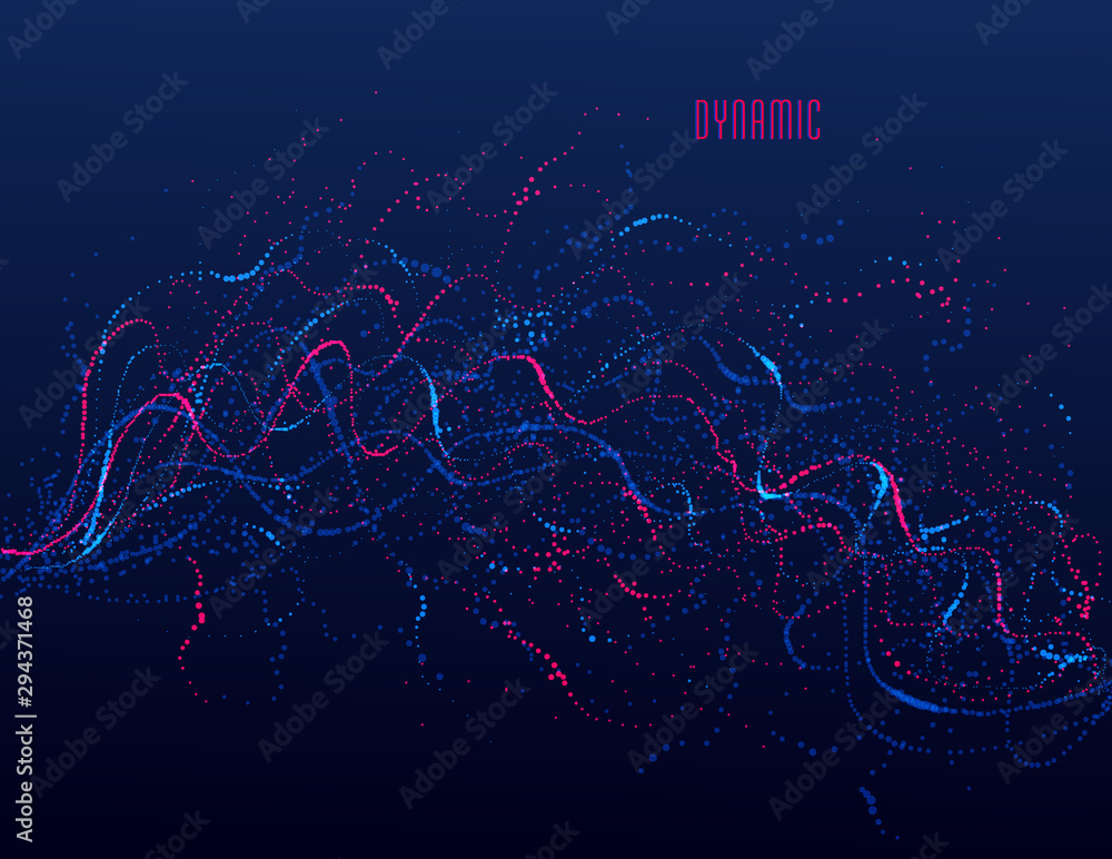 Dotted particle array flowing vector abstract background, life forms ...