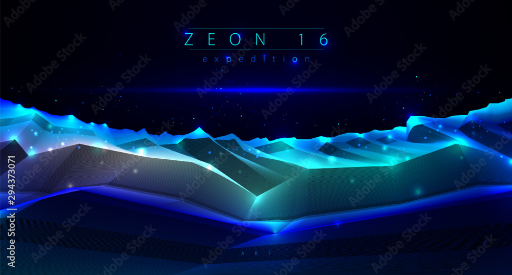 Fantastic space planet terrain vector illustration, cosmos science ...