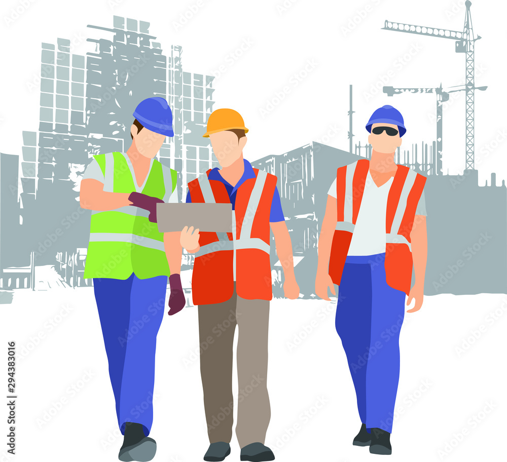 Professional engineer working on construction site Stock Vector | Adobe ...