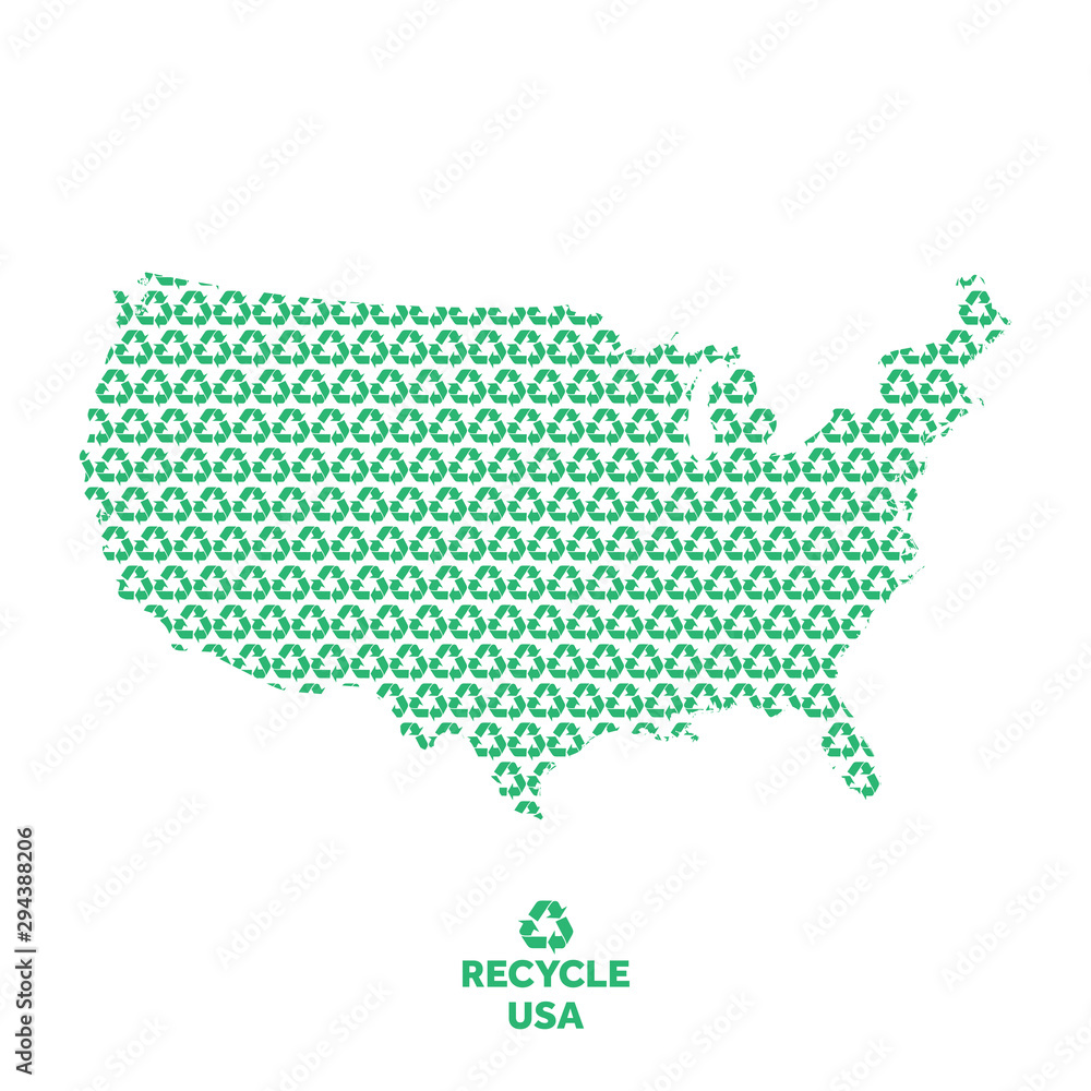 USA map made from recycling symbol. Environmental concept Stock Vector ...