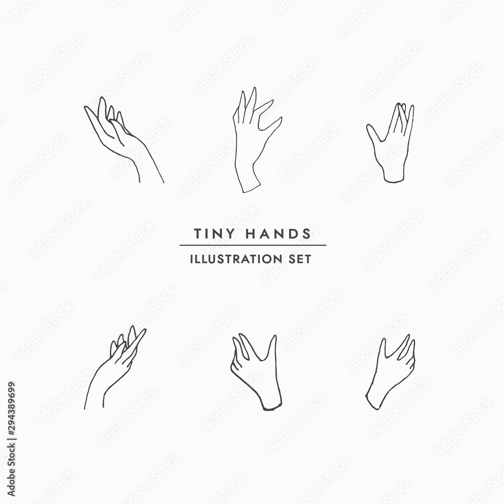 Tiny Hands Vector Illustration Set - For Logos, Invitations, Graphic ...