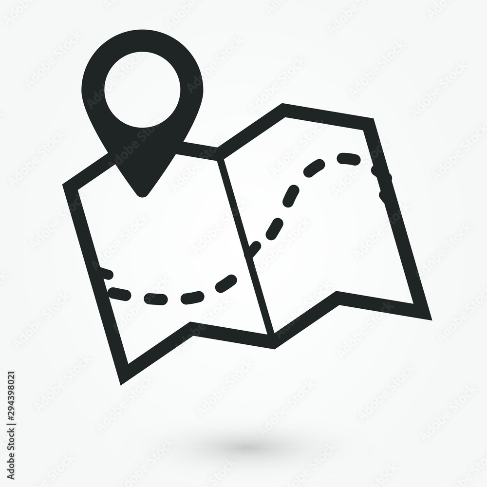 Navigation, Location and Map Line Vector Icons Set. Contains Map with a ...