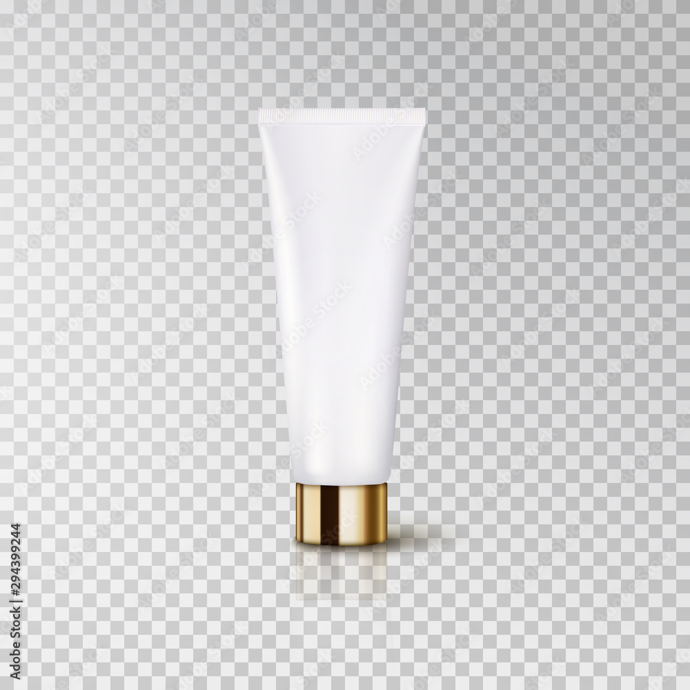 Cosmetic empty tube packaging with plastic, glossy metal gold cap ...
