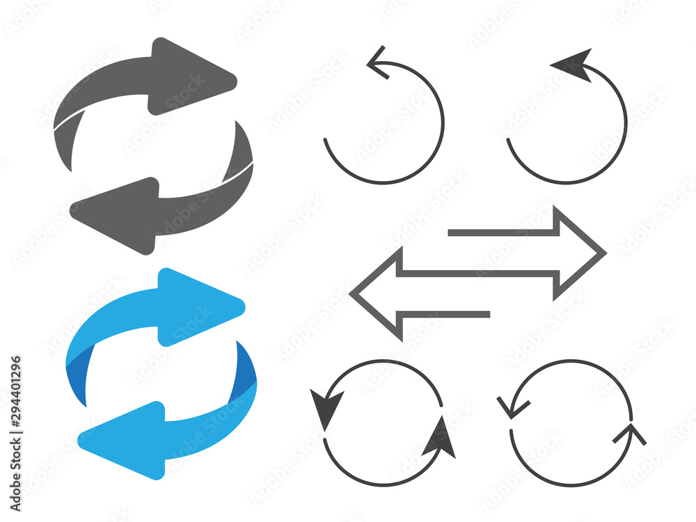 Rotating, circular, cyclic arrows. Recurrence sign. Flip over or turn ...