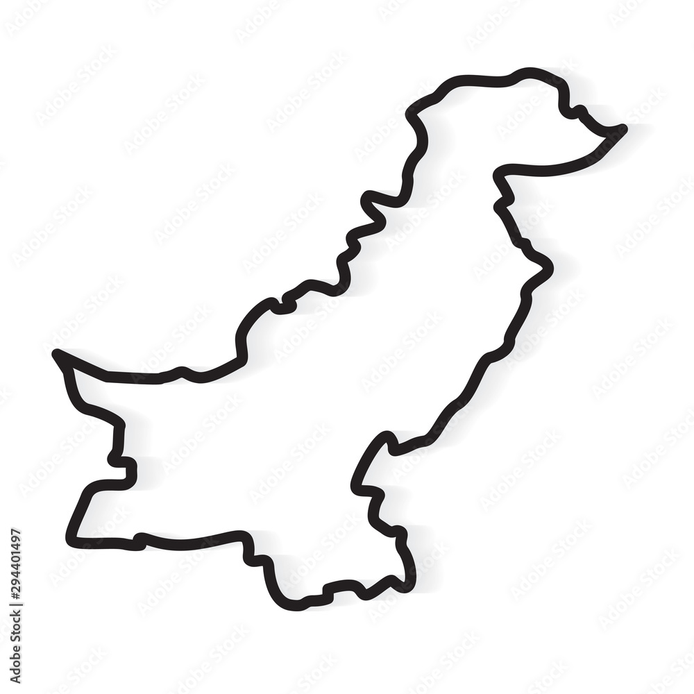 black abstract outline of Pakistan map- vector illustration Stock ...