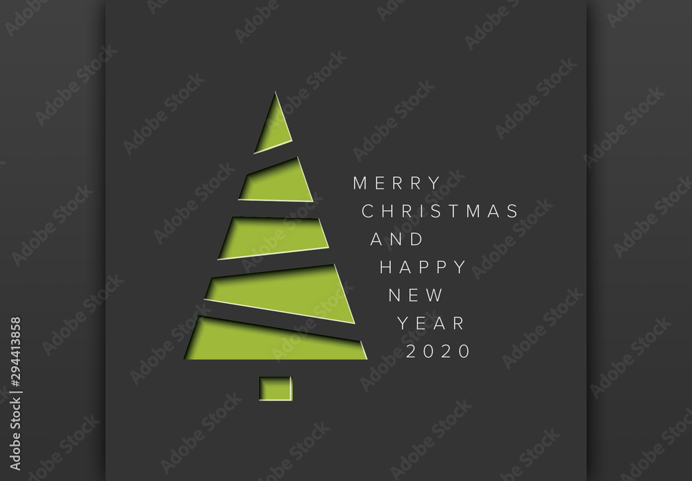 Minimalist Christmas Card Layout with Tree Stock Template | Adobe Stock