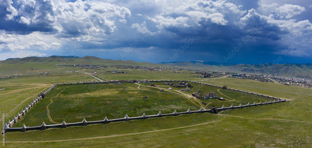 Aerial panorama view of the Kharkhorin Erdene Zuu Monastery .in ... Aerial panorama view of the Kharkhorin Erdene Zuu Monastery .in ...
