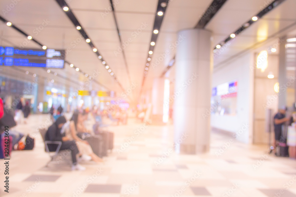 Abstract Blur Background of Passengers in Airport Interior Waiting Hall ...