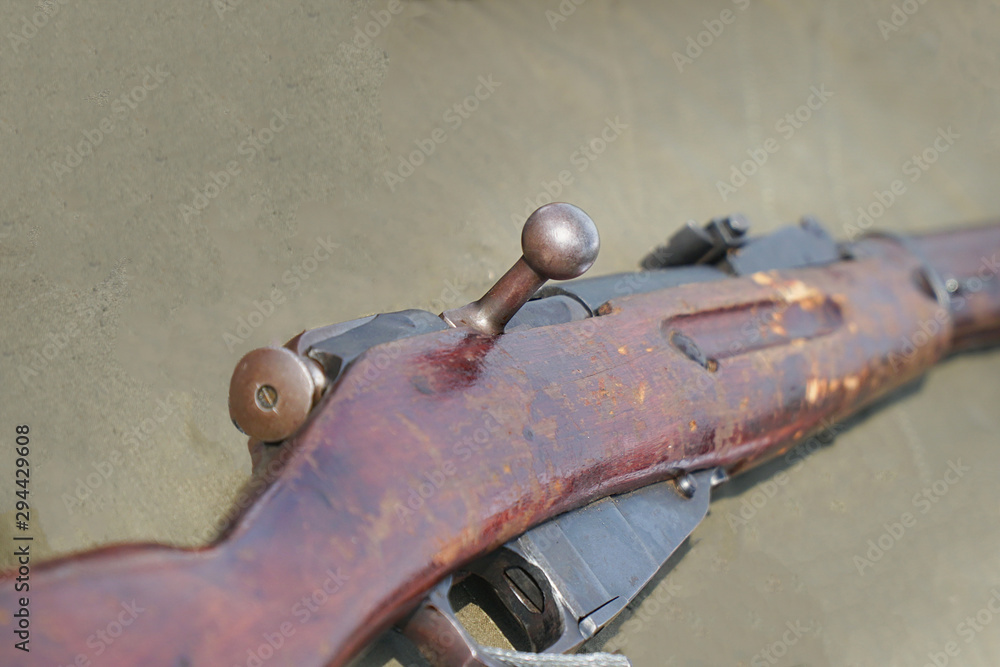 Vintage Russian rifle carbine on natural background Stock Photo | Adobe ...