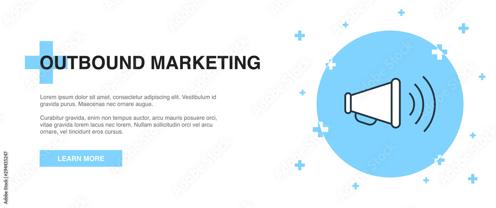 outbound marketing icon, banner outline template concept. outbound ...