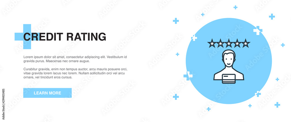 credit rating icon, banner outline template concept. credit rating line ...