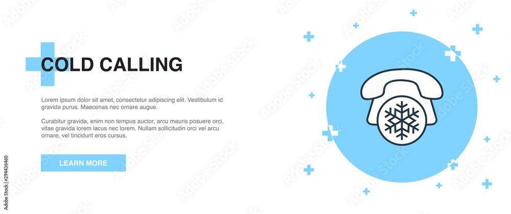 Cold Calling icon, banner outline template concept. Cold Calling line ...