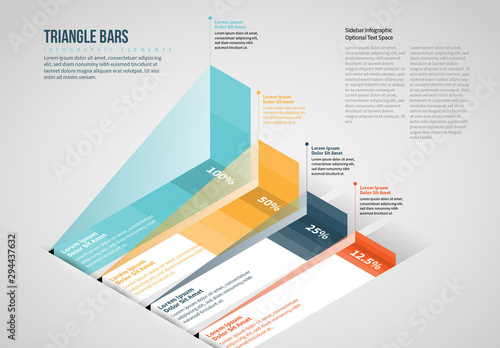 Isometric Triangle Bars Info Chart Layout Stock Template | Adobe Stock