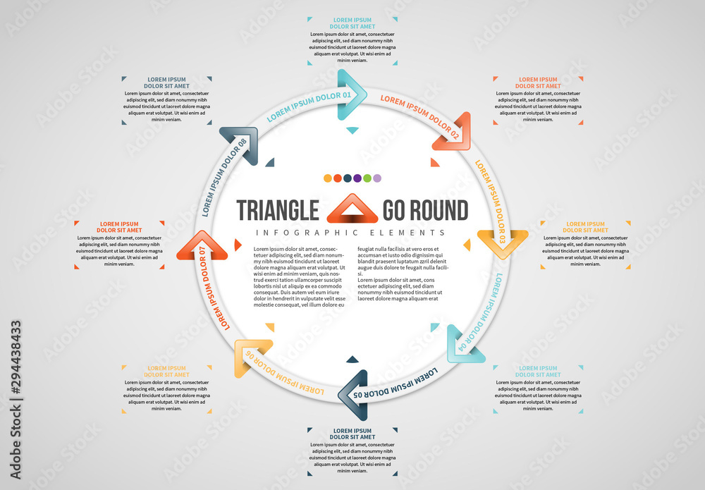 Circle with Triangle Arrows Info Chart Layout Stock Template | Adobe Stock