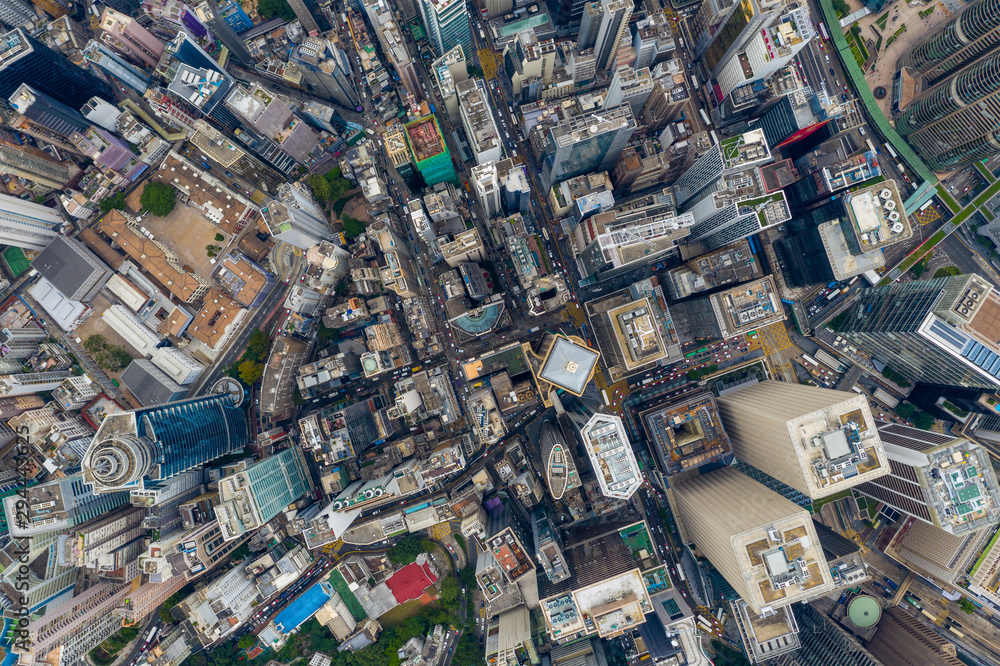 Top down view of Hong Kong city Stock Photo | Adobe Stock