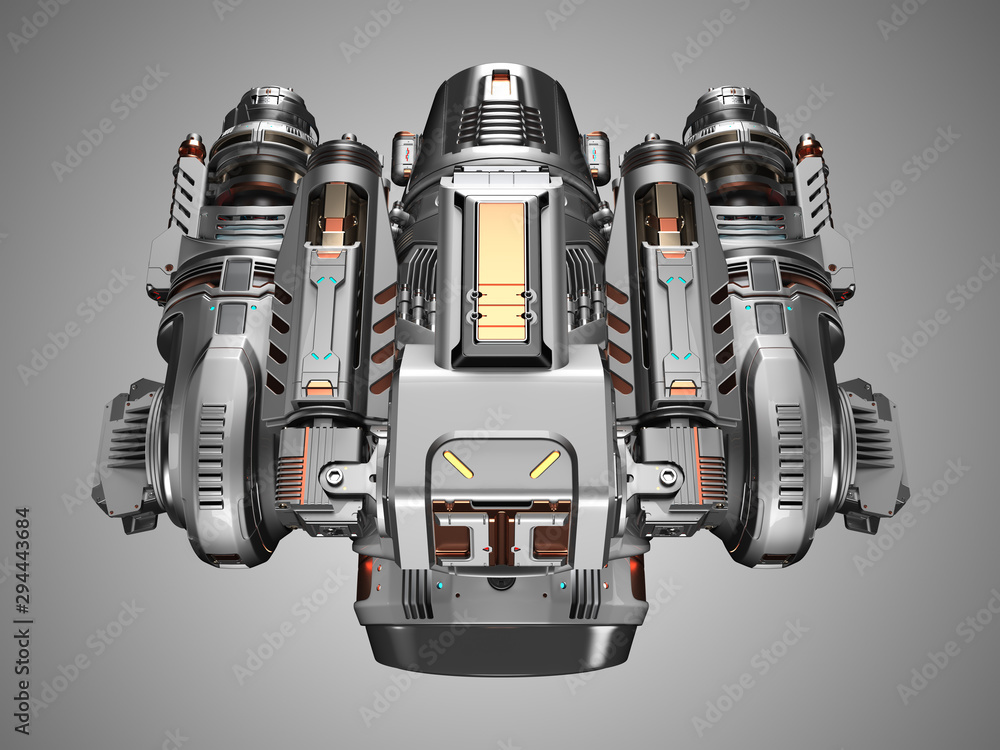 Futuristic gunship or very detailed flying military machine with heavy ...