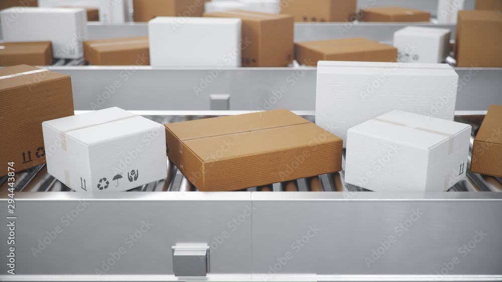 3D illustration Packages delivery, packaging service and parcels ...