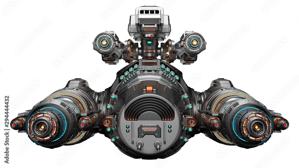 Futuristic gunship or very detailed flying military machine with heavy ...