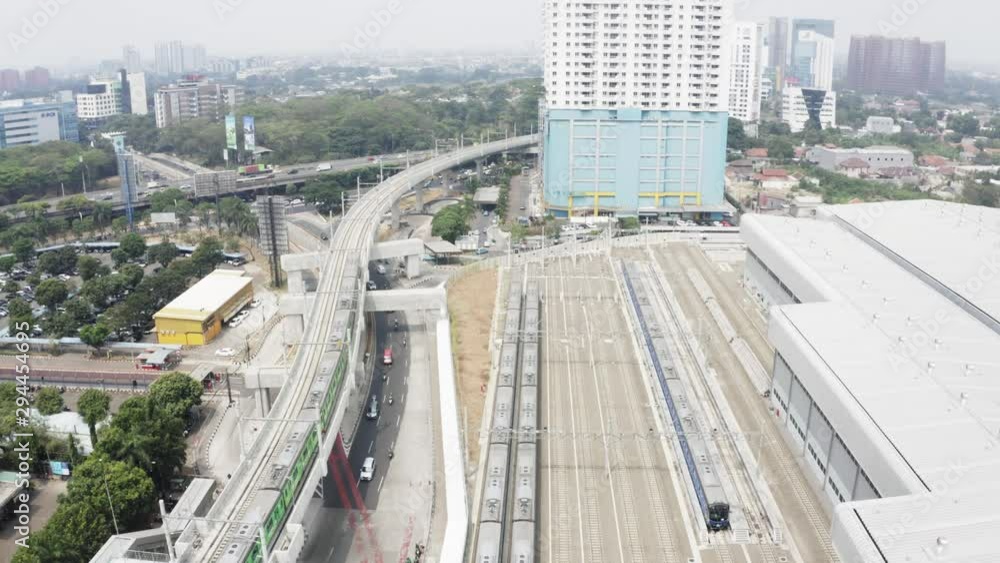JAKARTA, Indonesia - October 03, 2019: Aerial view of Jakarta MRT ...