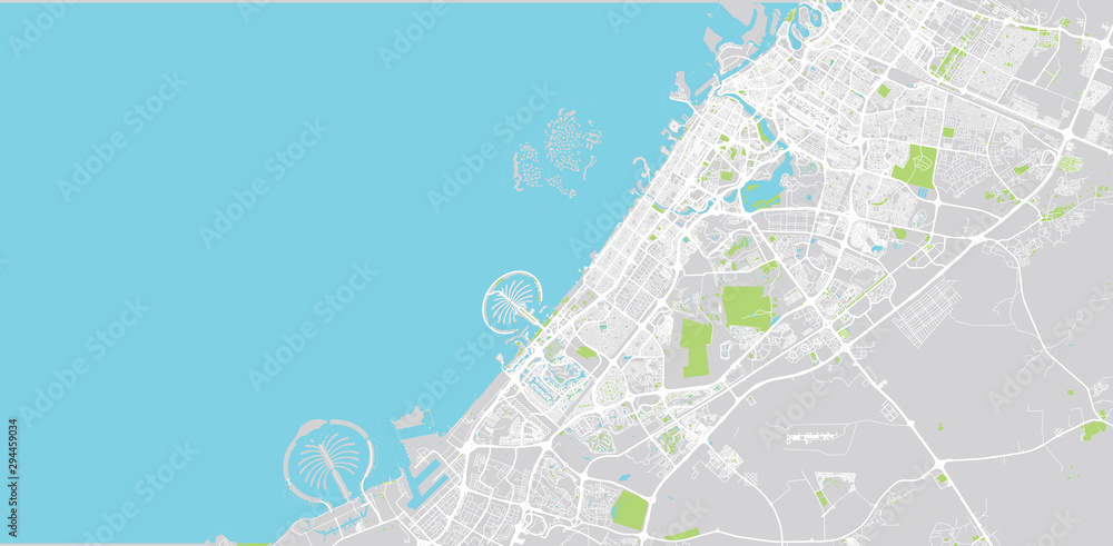 Urban vector city map of Dubai, United Arab Emirates Stock Vector ...