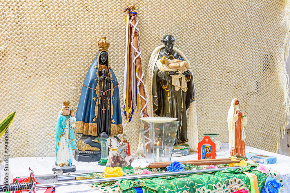 Brazilian religious altar mixing elements of umbanda, candomblÃ© and ...