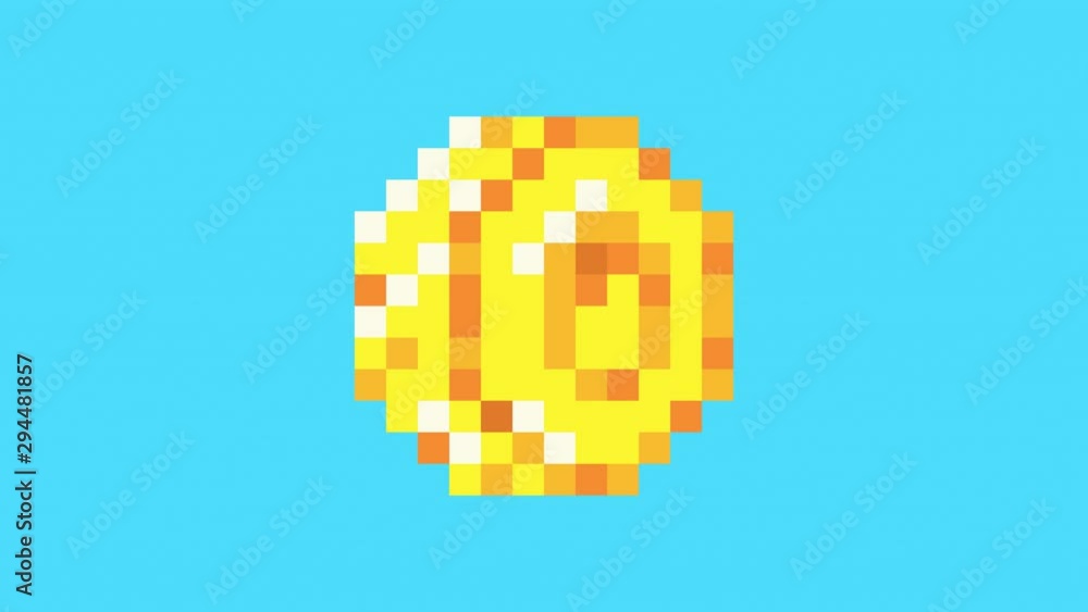 Pixel game coins animation. Pixel art. Retro game style. Looped ...