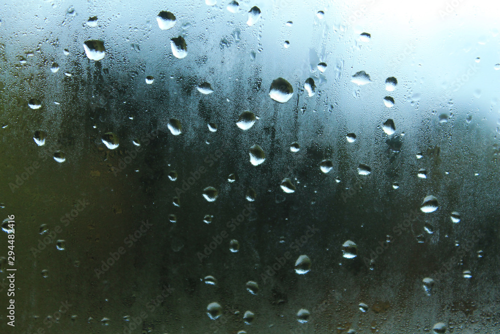 Large drops of water on a foggy car window. Creative texture for ...