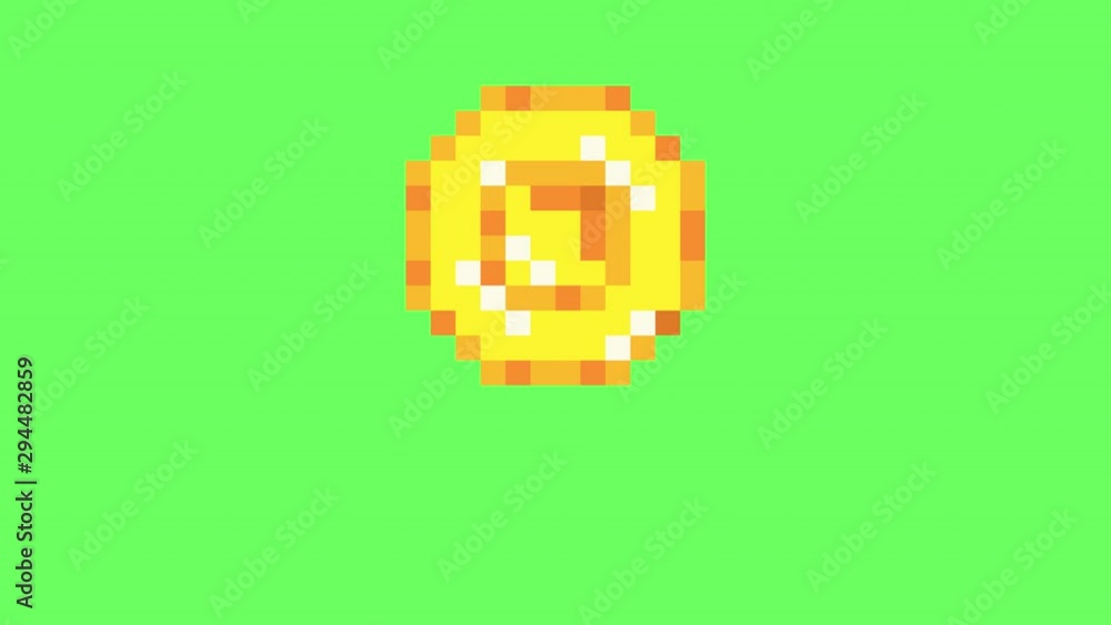 Pixel game coins animation. Pixel art. Retro game style. Looped ...