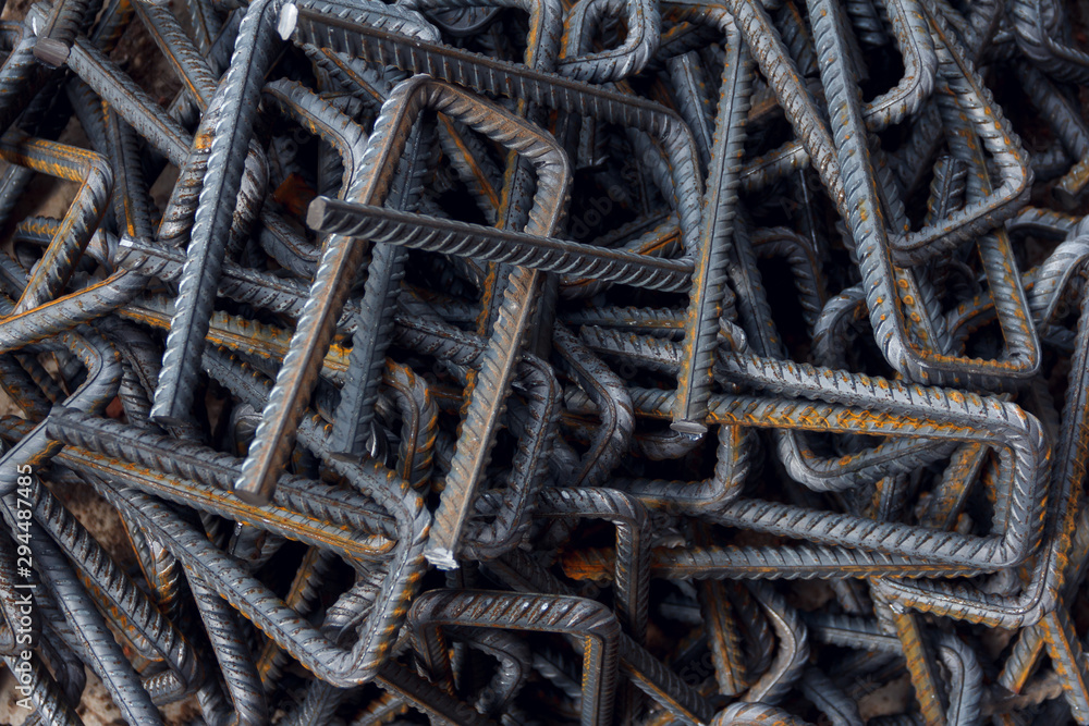 Details from metal rods for reinforced concrete construction Stock ...