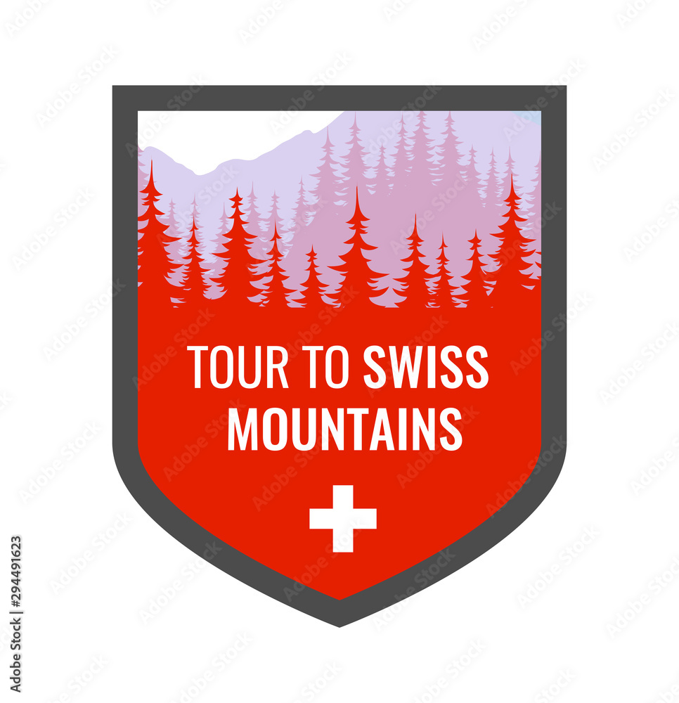 Tour to Swiss Alps - Coat of Arms, Vector blazon illustration in red ...