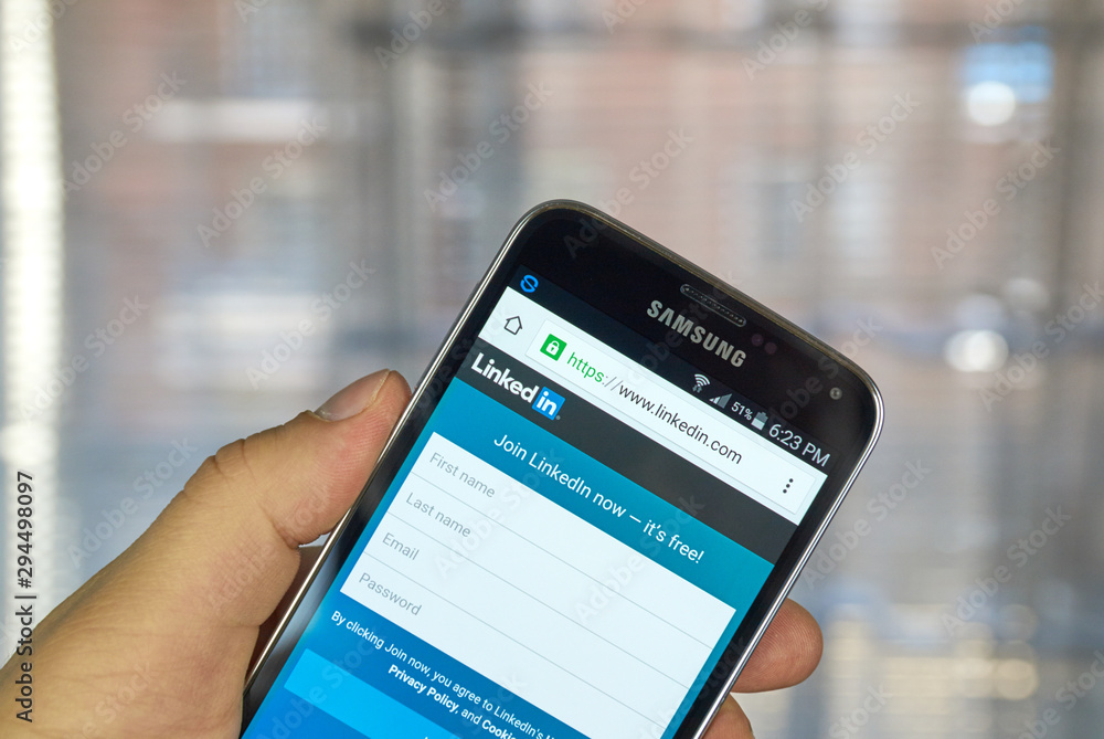 Linkedin application on android smartphone Stock Photo | Adobe Stock