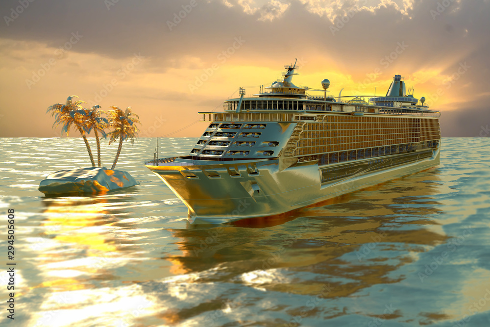 Concept art of cruise ship model, render 3D Stock Illustration | Adobe ...