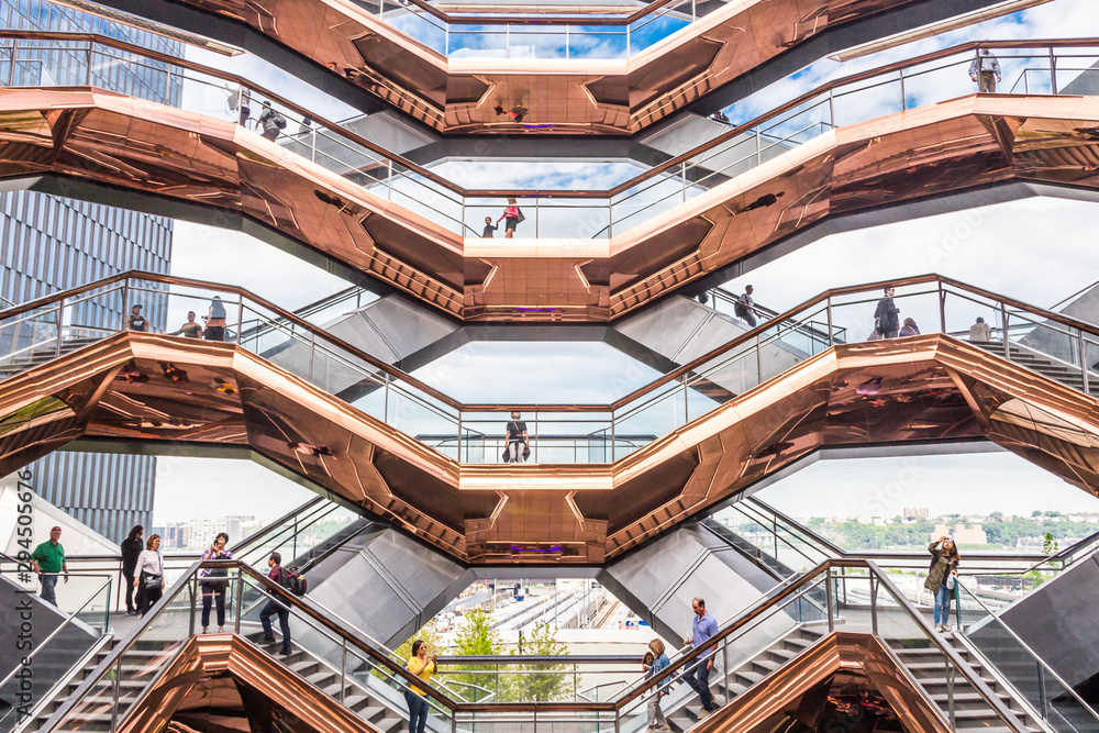 New York City, NY, USA - May 17, 2019: Interior of The Vessel public ...