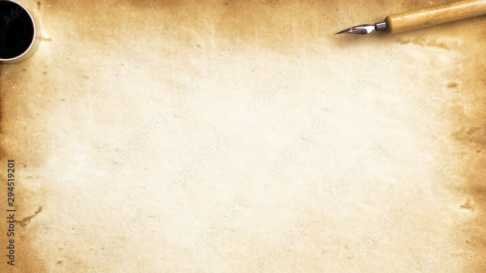 old paper with pen and ink for background Stock Photo | Adobe Stock