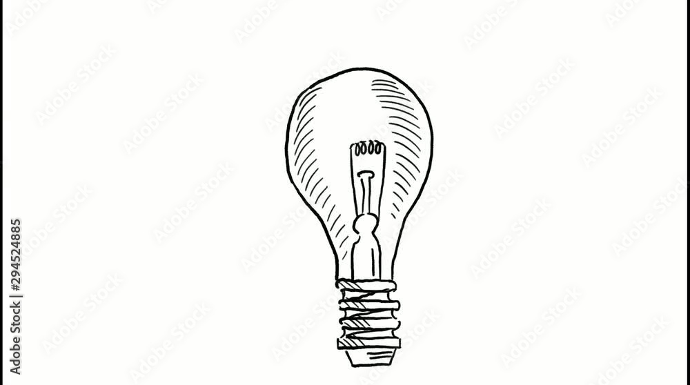 Time lapse video 2D animation of a drawing of a light bulb, lightbulb ...