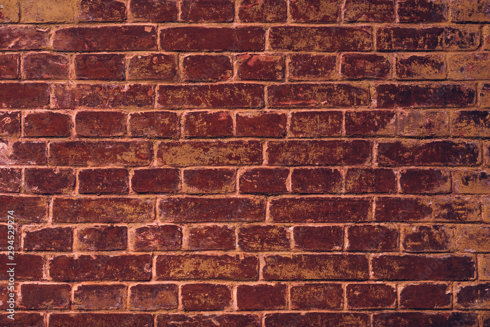 Old factory painted brick wall texture. Burgundy architectural vintage ...