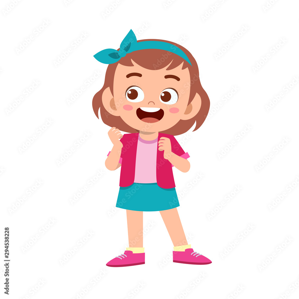 cute kid teen girl show facial expression Stock Vector | Adobe Stock