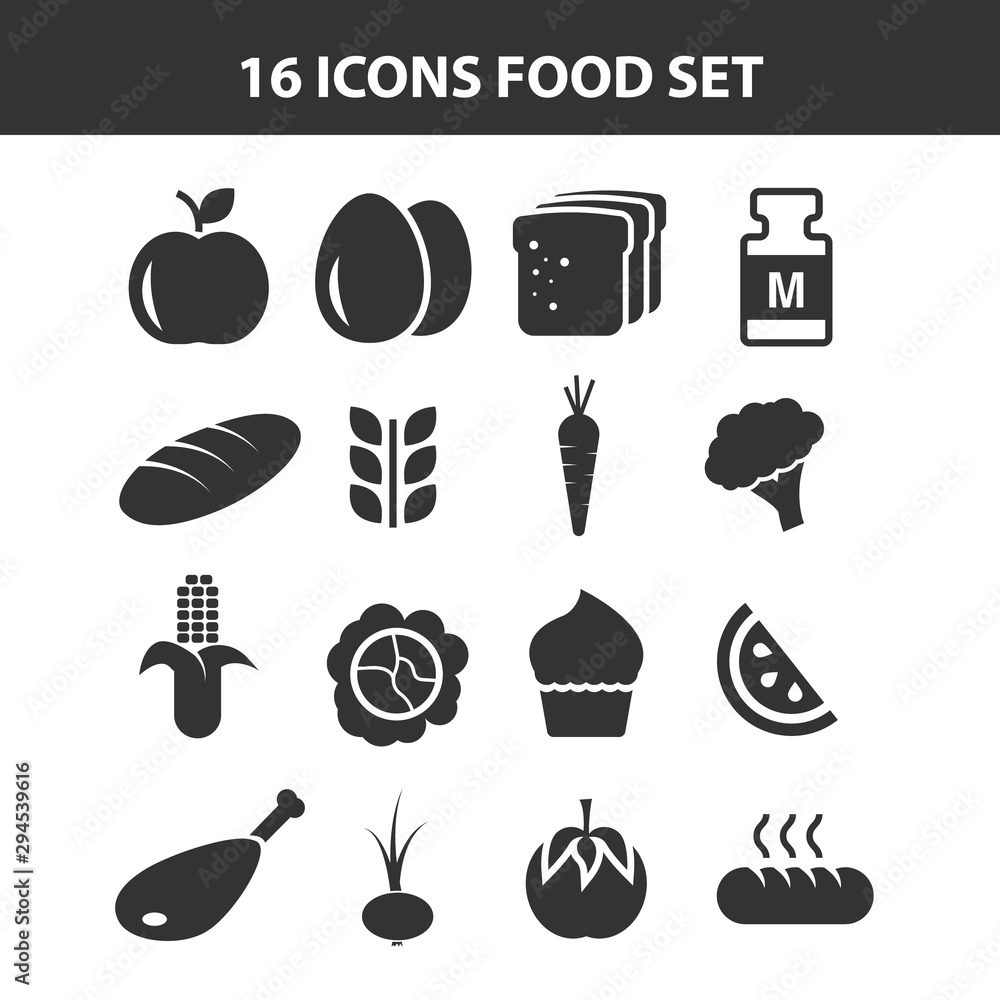 Trendy nutrition icons white background. Stock Vector | Adobe Stock