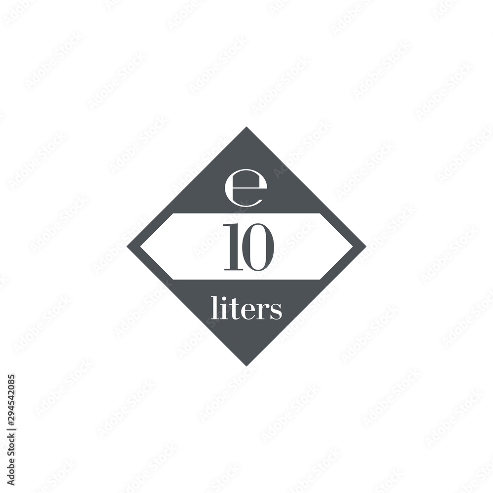 10 Liters l sign l-mark estimated volumes milliliters (ml) Vector ...
