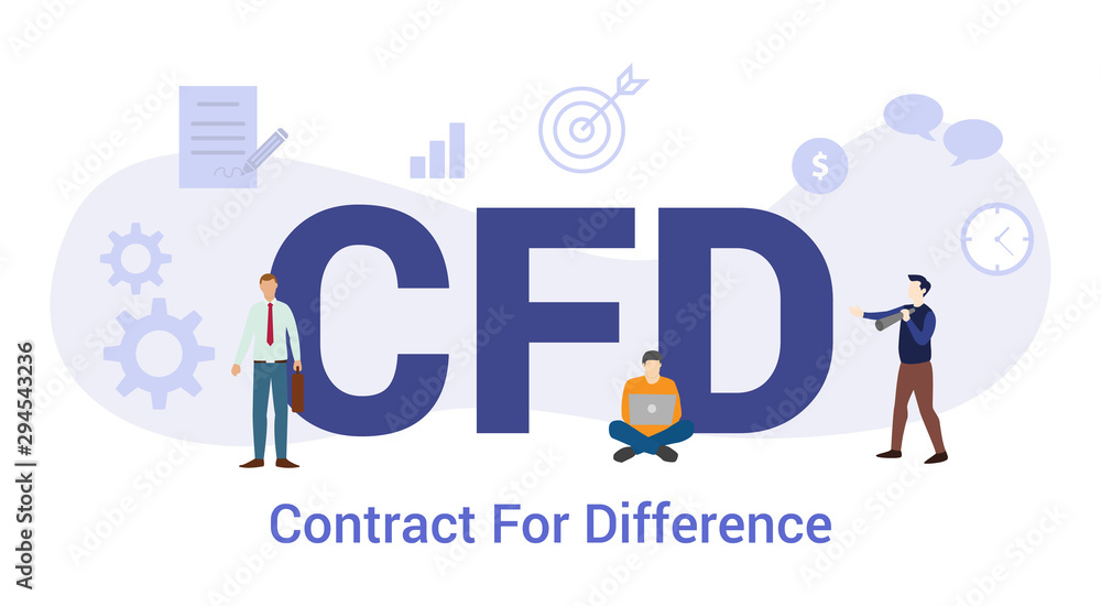 cfd contract for difference concept with big word or text and team ...