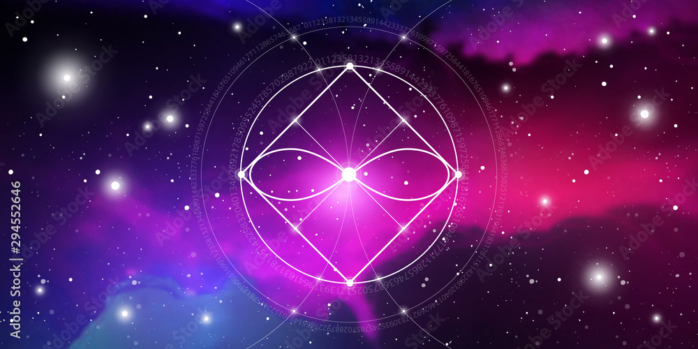 Sacred geometry website banner with golden ratio numbers, eternity ...