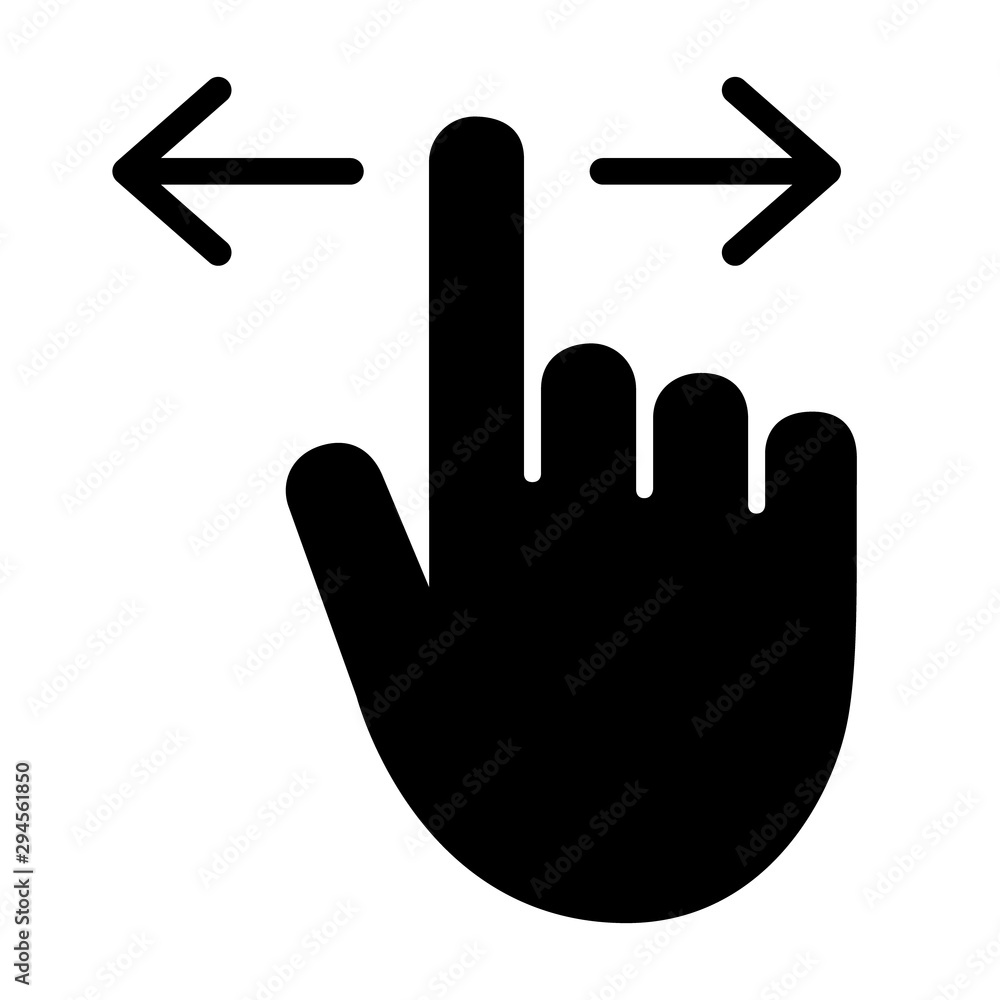Hand with finger swiping or swipe left and right gesture flat vector ...