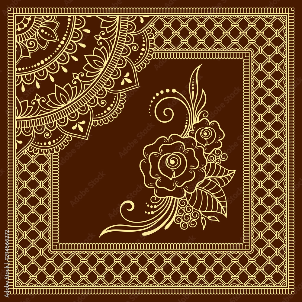 Stylized with henna tattoos decorative pattern for decorating covers ...
