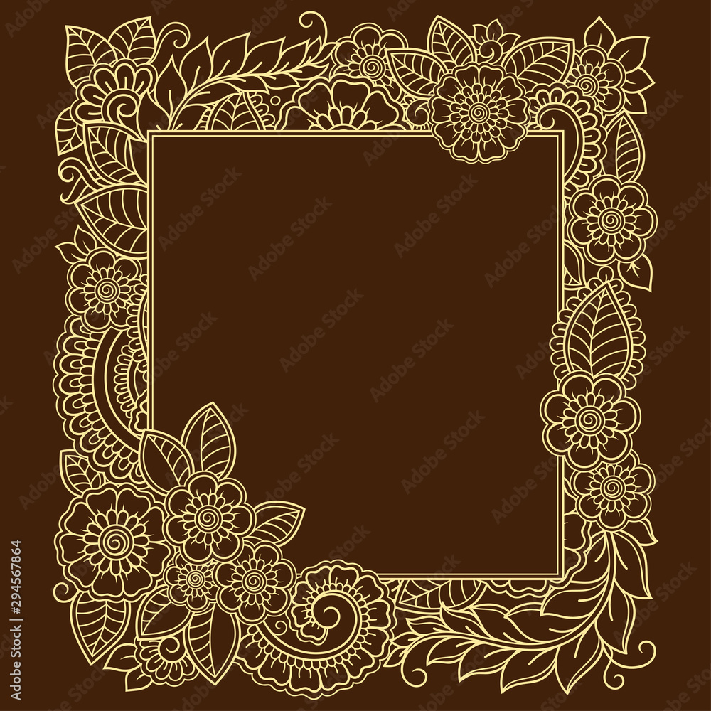 Stylized with henna tattoos decorative pattern for decorating covers ...