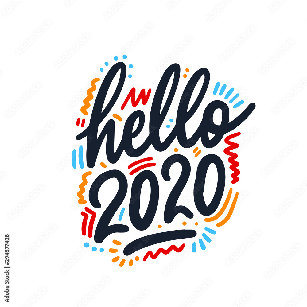 Hello 2020. Greeting card for your layout flyers and greetings card or ...